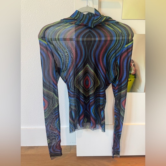 AFRM | Tops | Afrm Sheer Mesh Long Sleeve Top Trippy Rainbow Print Size ...